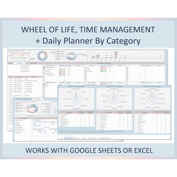Wheel of Life Excel Template - Etsy