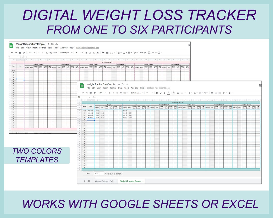 Digital weight loss tracker Weight loss challenge Weight | Etsy