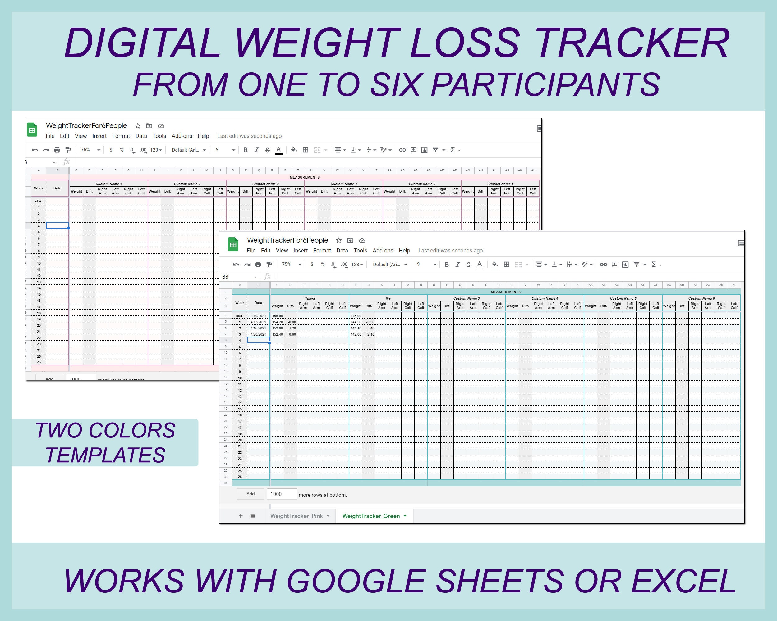 Digital weight loss tracker Weight loss challenge Weight | Etsy