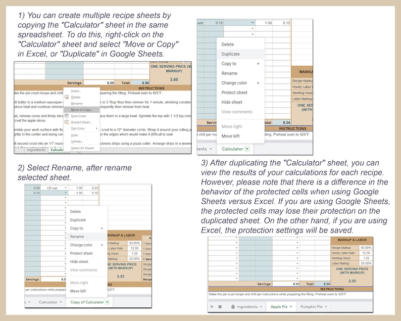 Recipe Cost Calculator Excel Template Cake Pricing Formula Baking ...