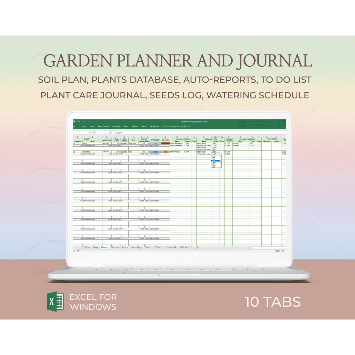 Garden Planner Spreadsheet Plant Care Worksheet Watering Schedule Soil ...