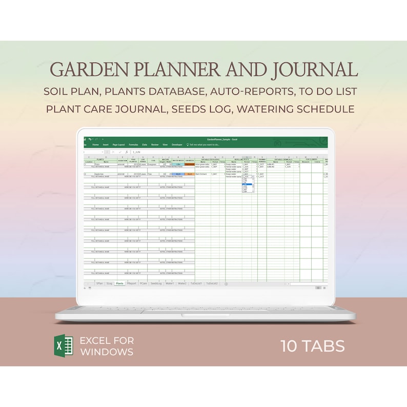 Garden Planner Spreadsheet Plant Care Worksheet Watering Schedule Soil ...