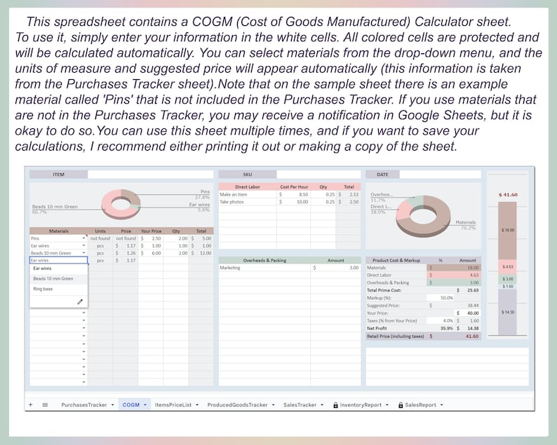 Inventory Spreadsheet, Excel Inventory Sheet, Pricing Sheet, Sales ...