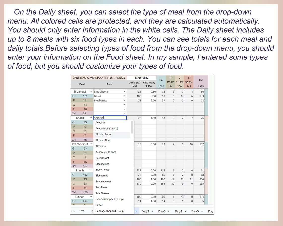Macro Meal Planner Macro Diet Planner Macro Counter Meal - Etsy