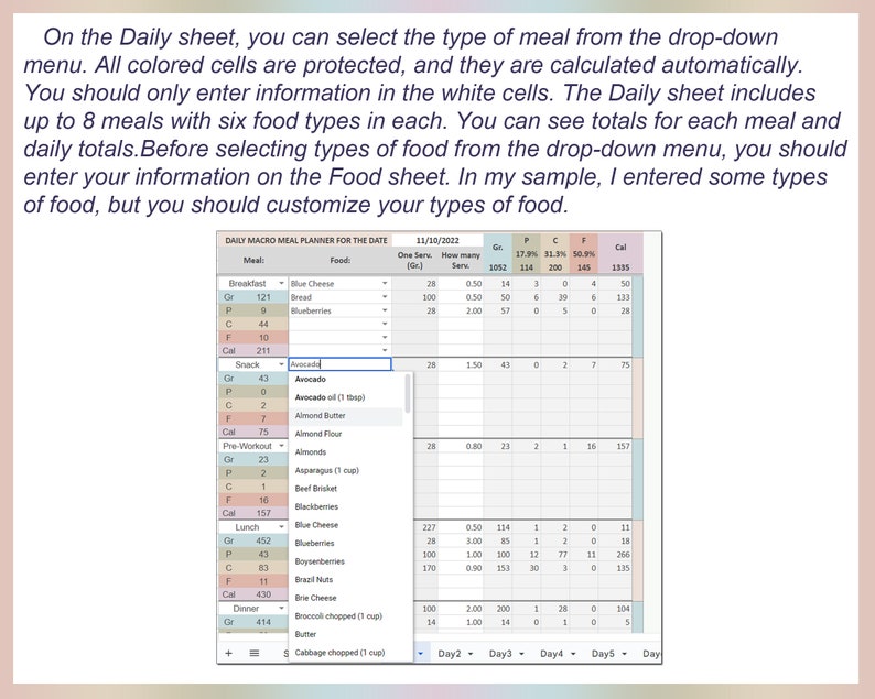 Macro Meal Planner Macro Diet Planner Macro Counter Meal - Etsy