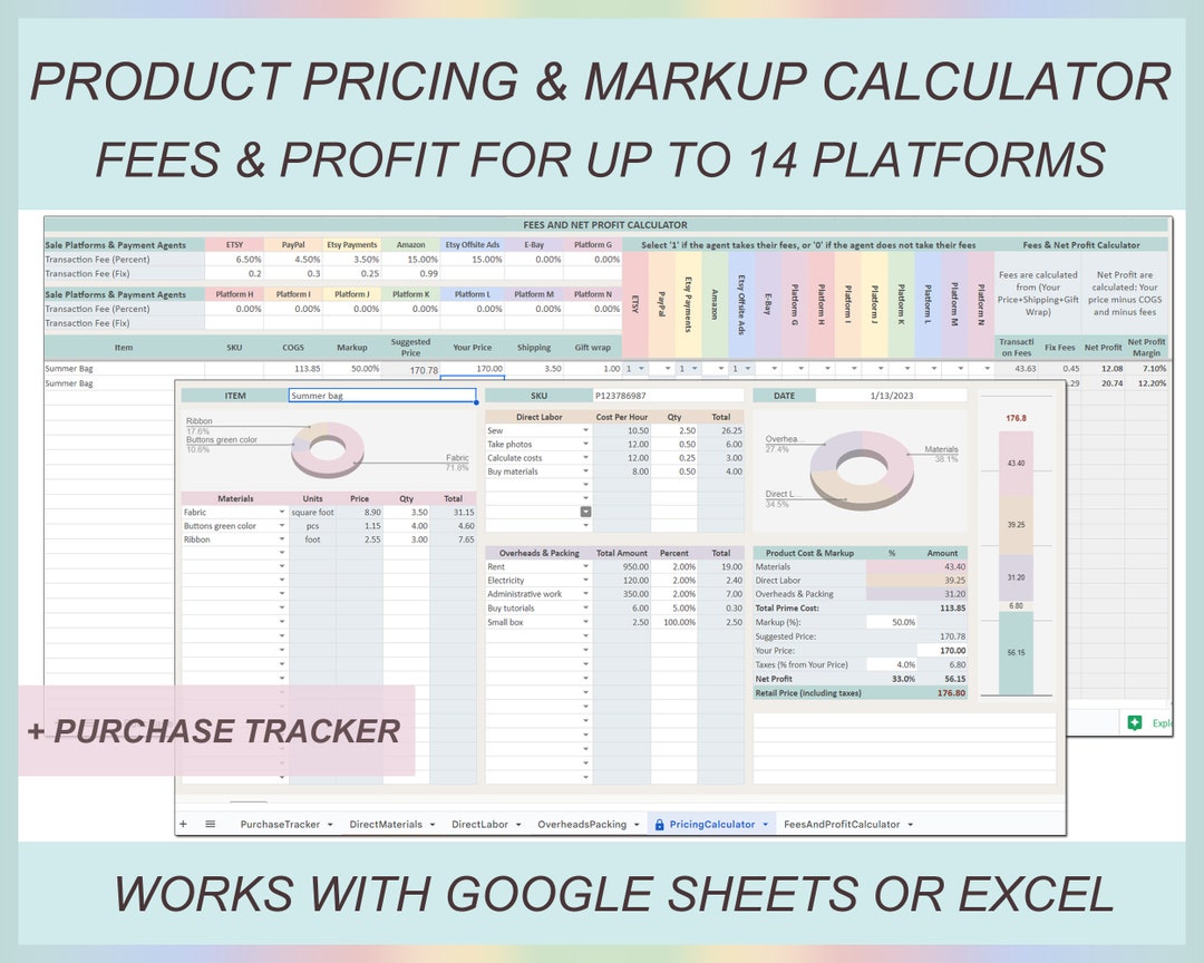 Pricing Markup Template Product Costing Template EXCEL - Etsy