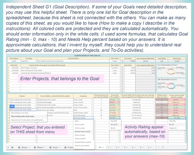 Life Planner Excel, Goal Setting, Project Planner Template, Kanban ...