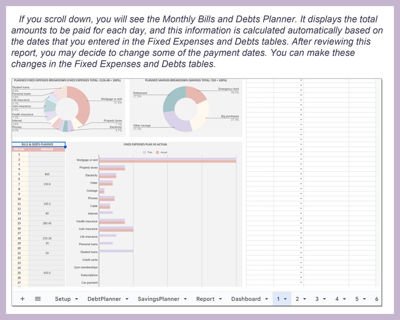 Annual Budget Spreadsheet Editable Planner Monthly Savings Tracker ...