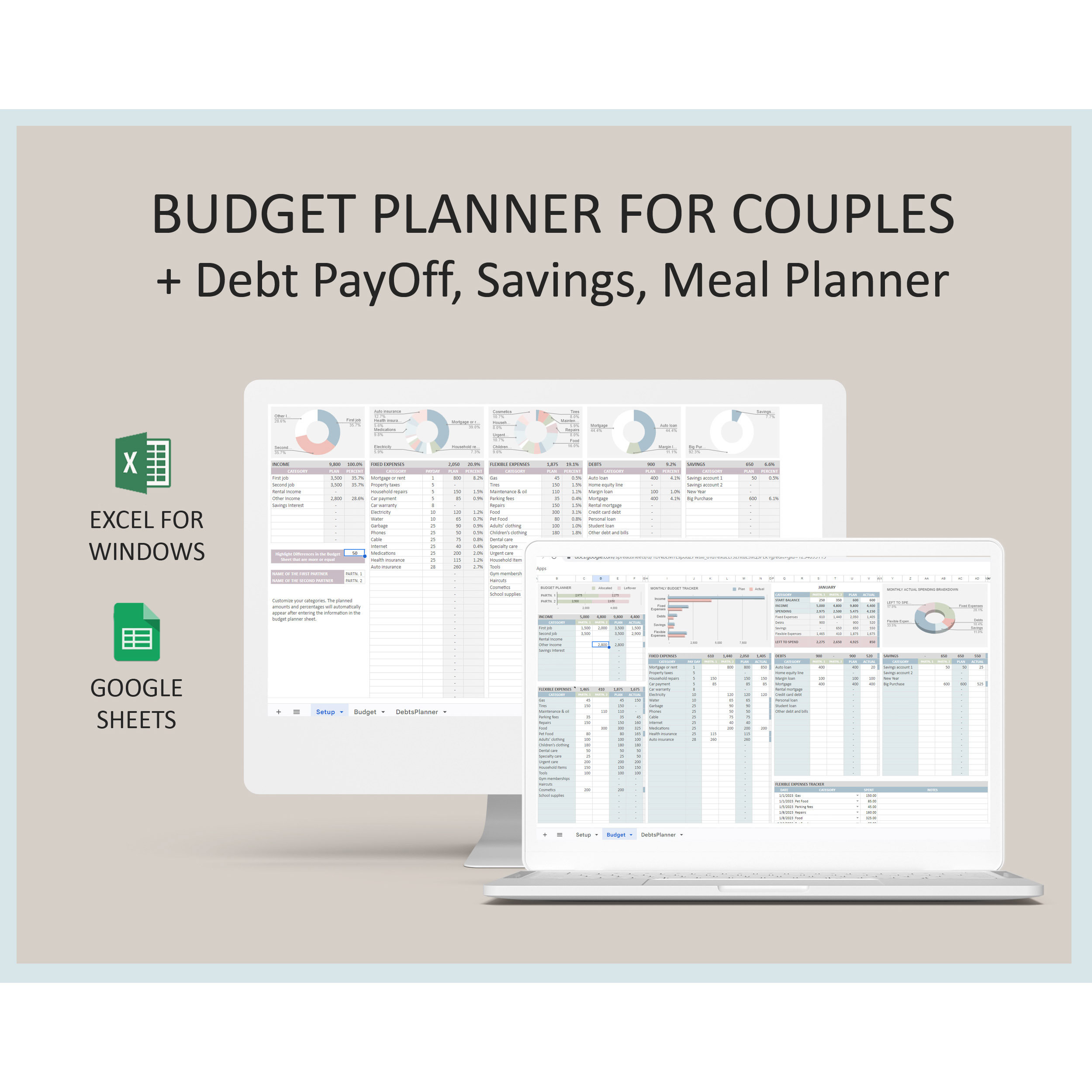 Couples Budget Spreadsheet Excel Budget Template Google Sheets Planner ...