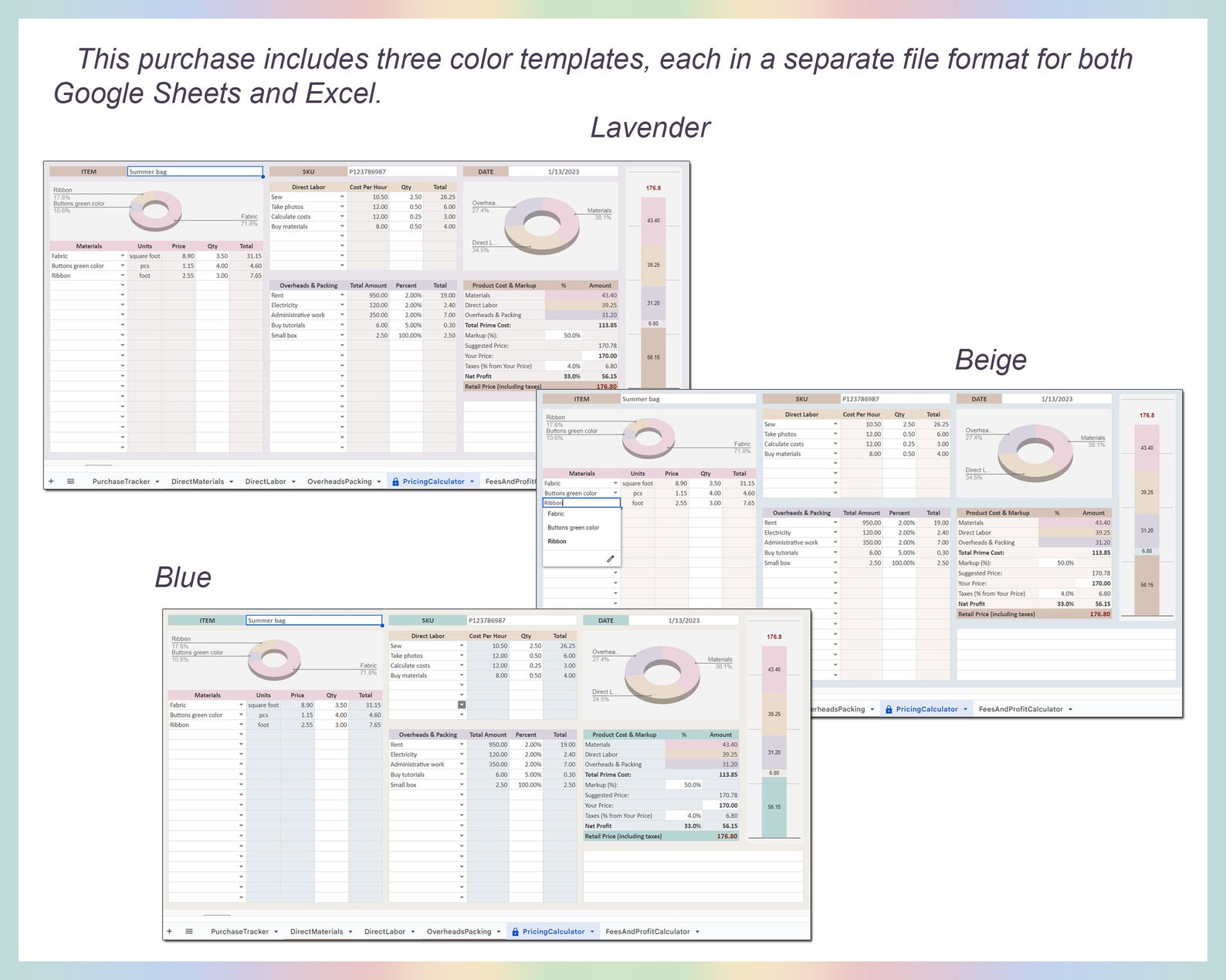Pricing Markup Template Product Costing Spreadsheet Excel Product ...