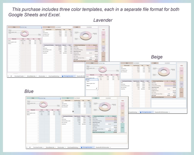 Pricing Markup Template Product Costing Spreadsheet Excel Product ...
