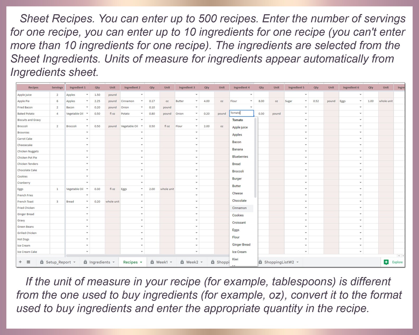 Weekly Meal Planner, Grocery List Generator, Menu Planning, Food ...