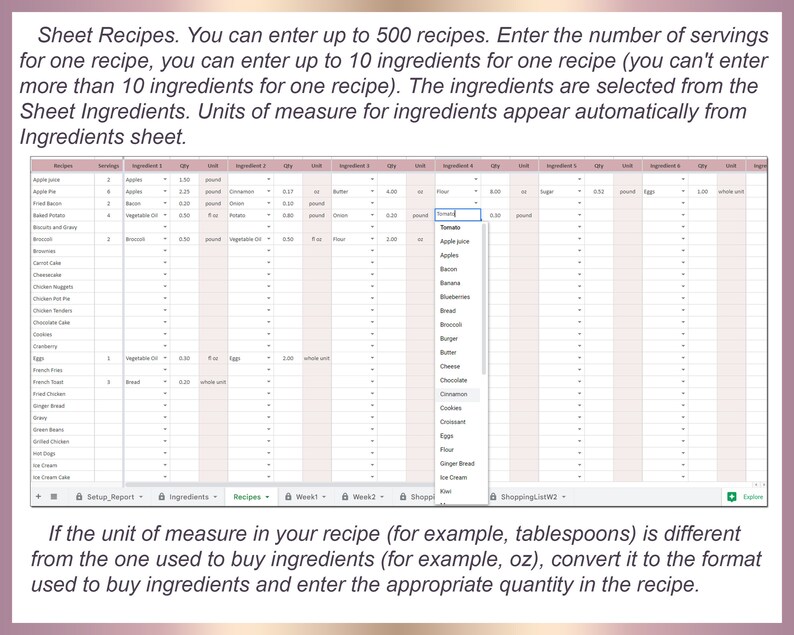 Weekly Meal Planner, Grocery List Generator, Menu Planning, Food ...
