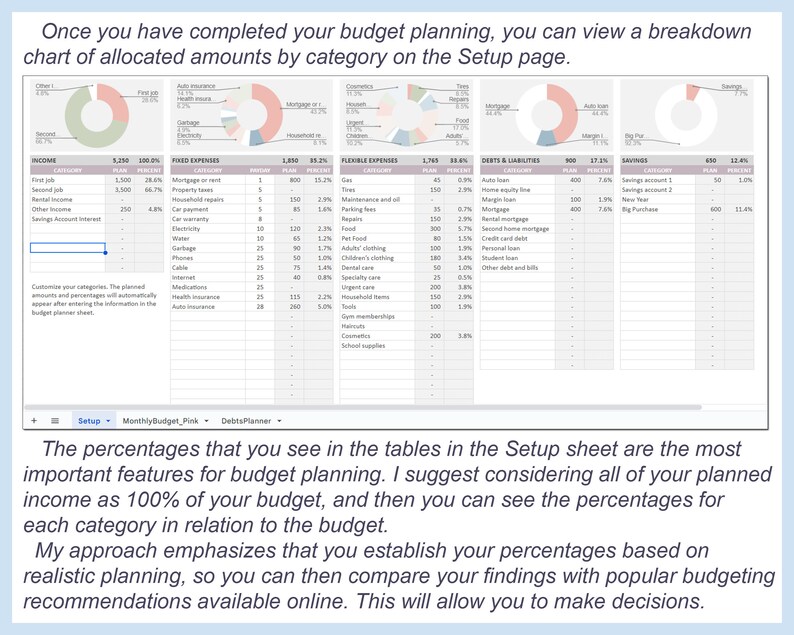 Monthly Budget Planner Editable Template Excel Google Sheets Budget ...