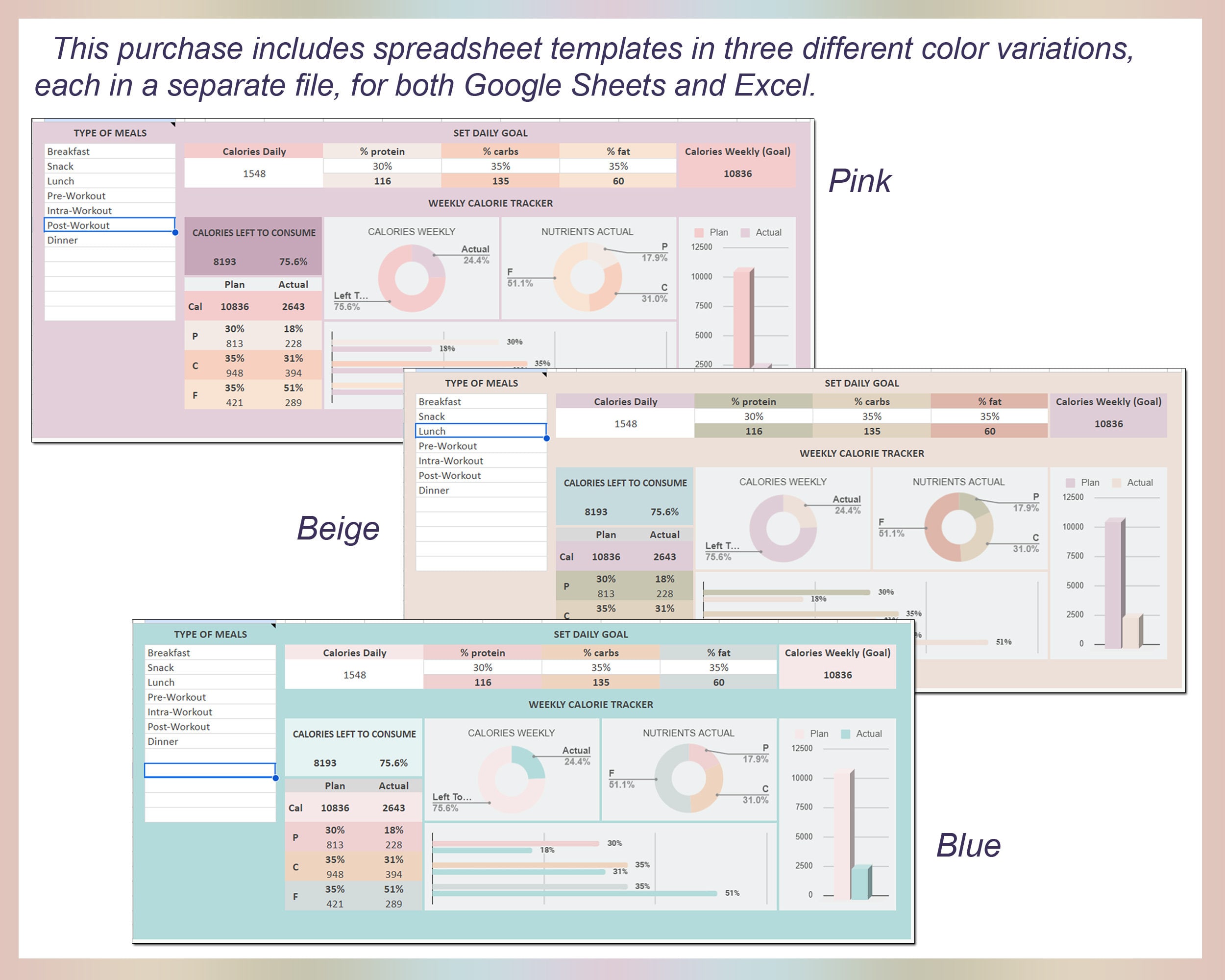 Macro Meal Planner, Macro Diet Planner, Macro Counter Meal Planner ...