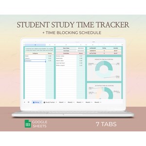 Student Planner Spreadsheet Study Time Tracker Digital Homework ...