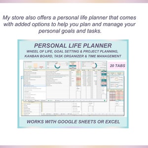 Daily Planner Excel Spreadsheet for Goal Tracking Personal Schedule ...