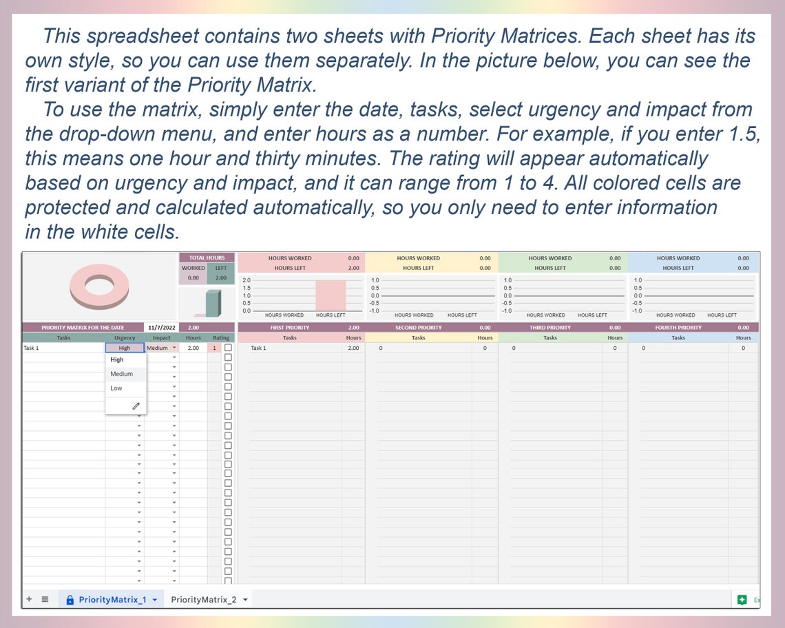 Priority Matrix Spreadsheet, Prioritization Matrix, Action, Project ...