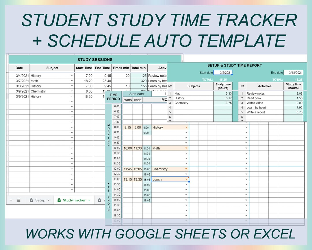 Study Time Tracker Digital Student Planner Homework Tracker - Etsy
