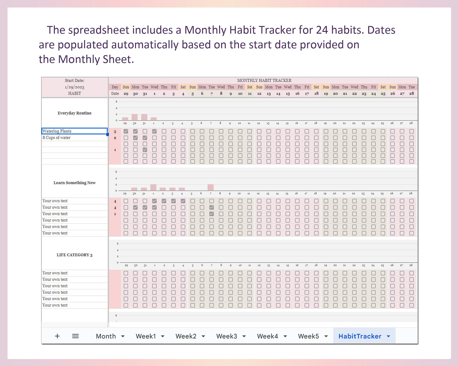 Monthly Planner Spreadsheet Task Management Personal Tasks - Etsy