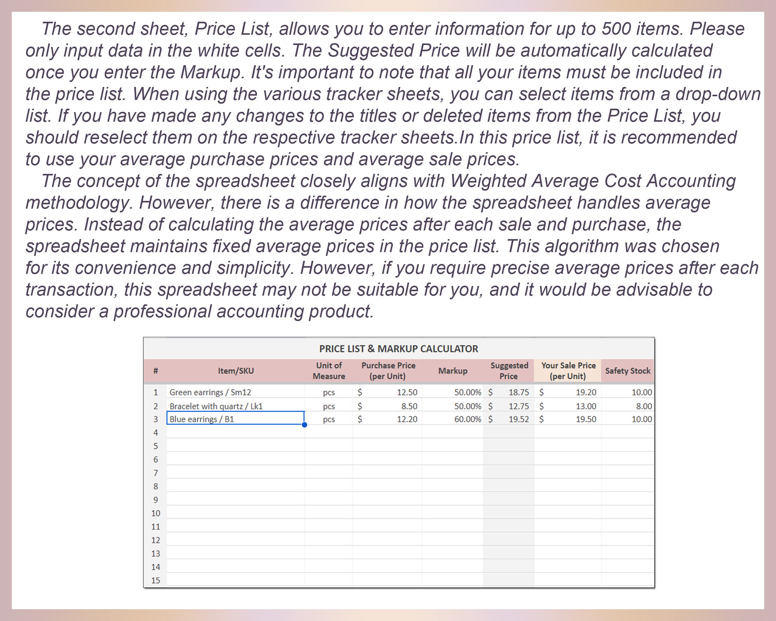 Reseller Bookkeeping Spreadsheet for Inventory Tracking Sales Expenses ...