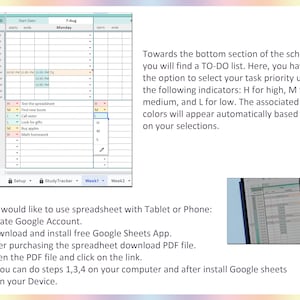 Student Planner Spreadsheet Study Time Tracker Digital Homework ...