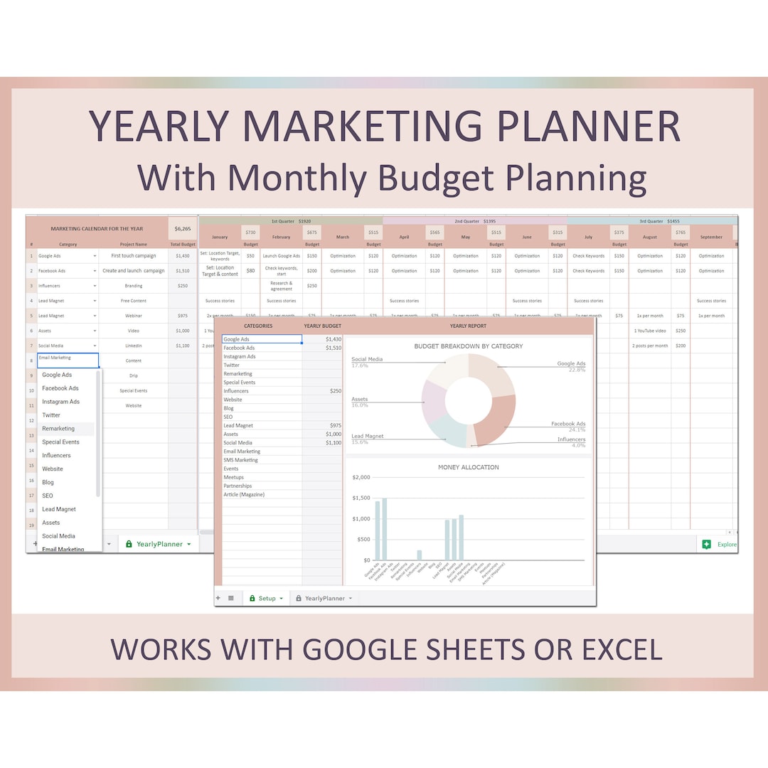 Marketing Planner, Marketing Calendar, Marketing Budget, Content Social ...