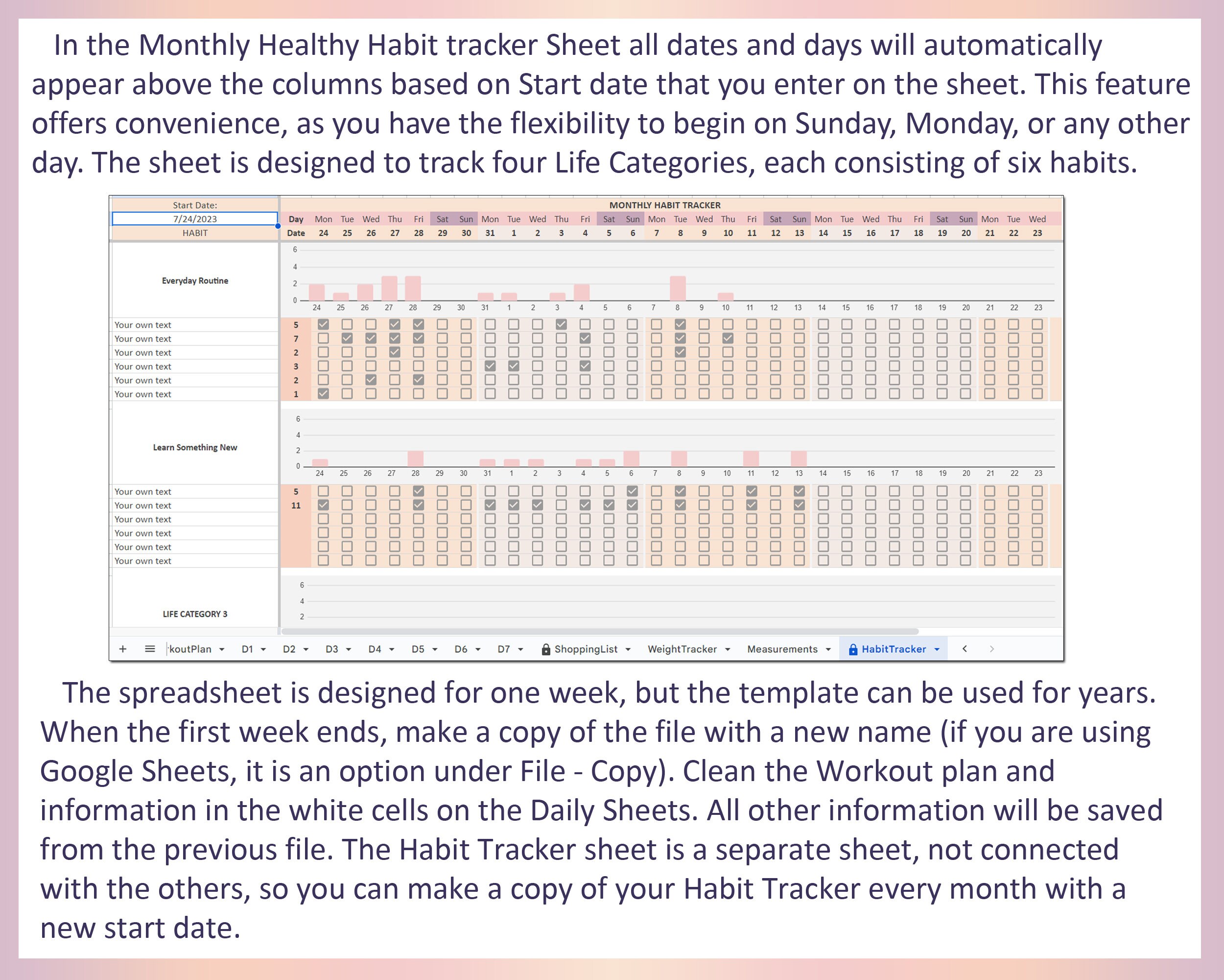 Google Sheets Fitness Planner Spreadsheet Digital Journal Weight Loss ...