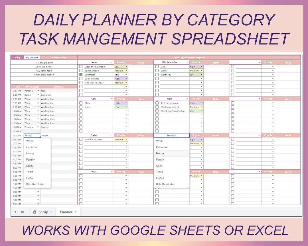 Daily Planner Sheet Task Management Personal Tasks Planner - Etsy