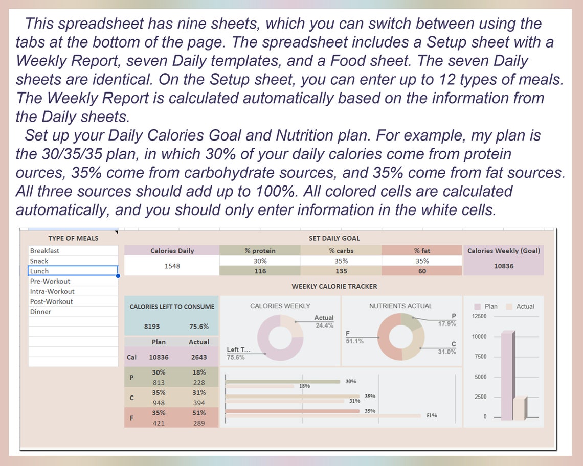 Macro Meal Planner Macro Diet Planner Macro Counter Meal - Etsy