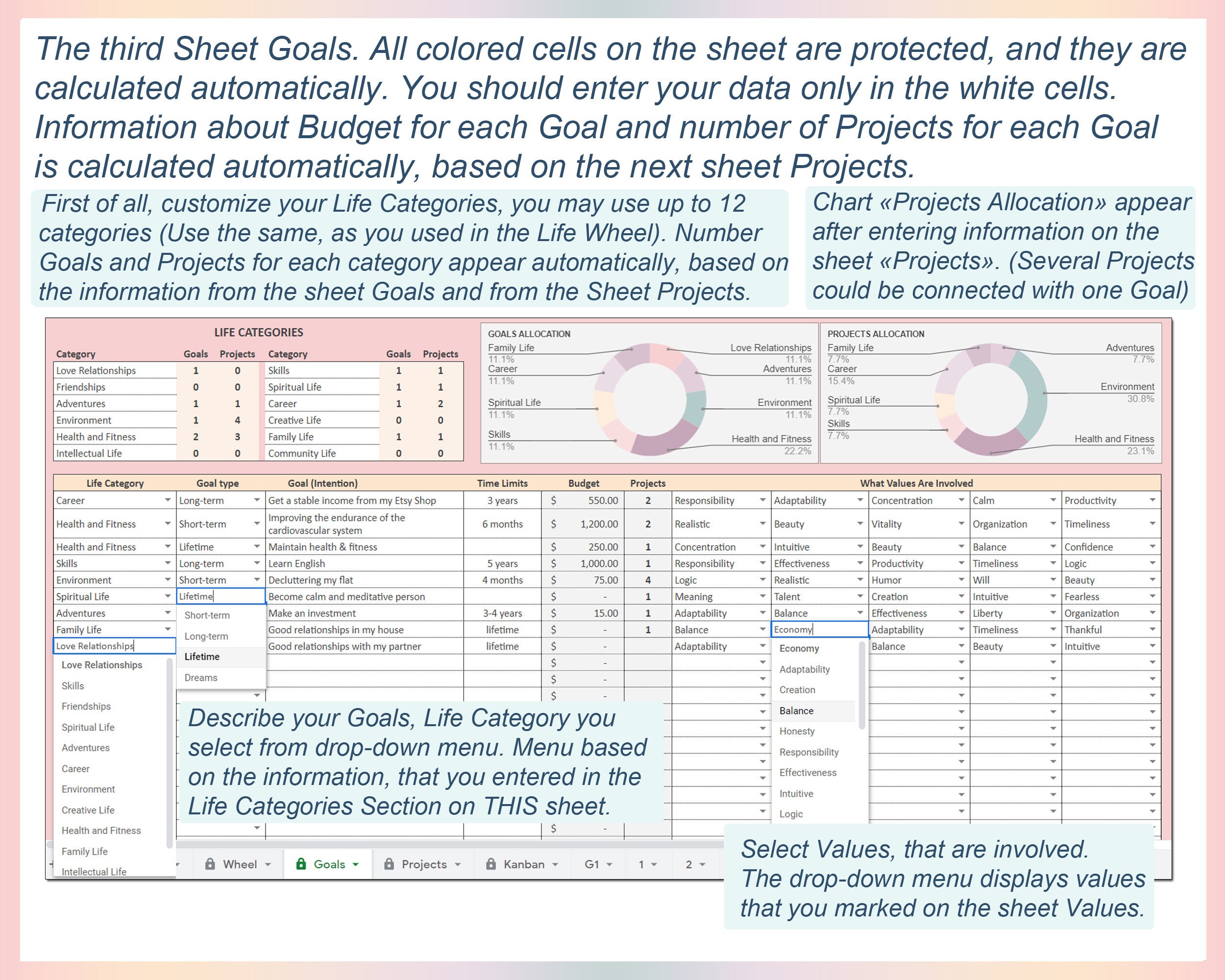 Personal Project Planner, Goal Setting, Wheel of Life, Life Planner ...
