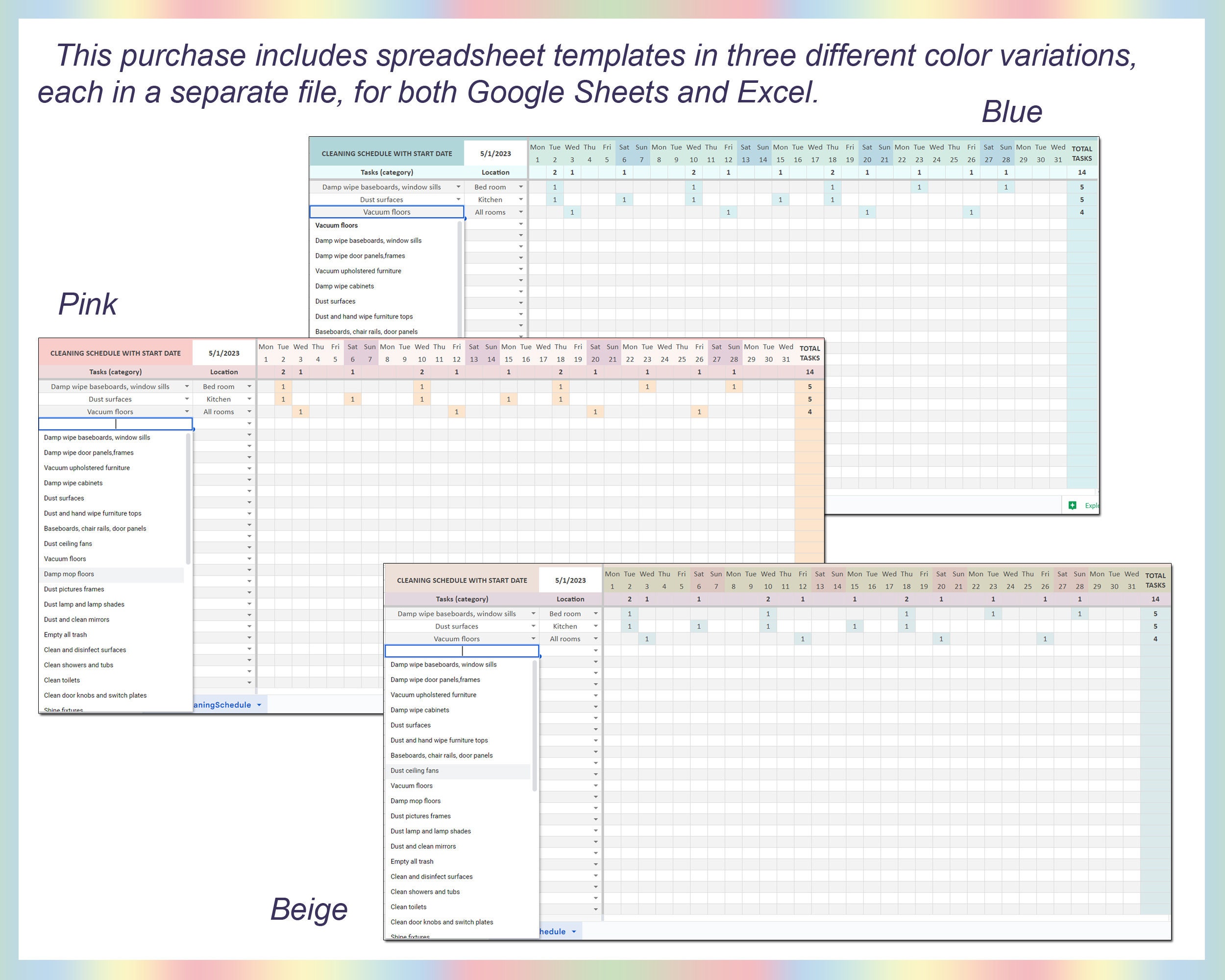 Housekeeping Planner Cleaning Checklist Weekly Schedule Family Chore ...