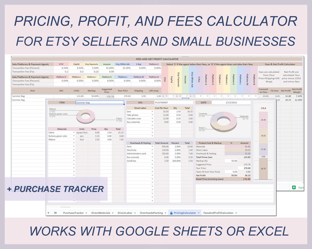 Etsy Fees Calculator Cost of Goods Manufactured Markup & - Etsy
