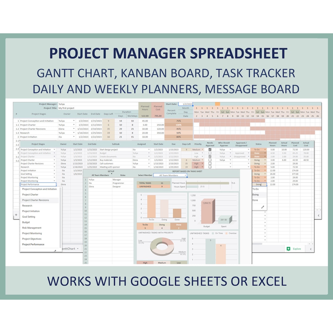Project Management, Task Tracker, Project Manager Template, Task ...