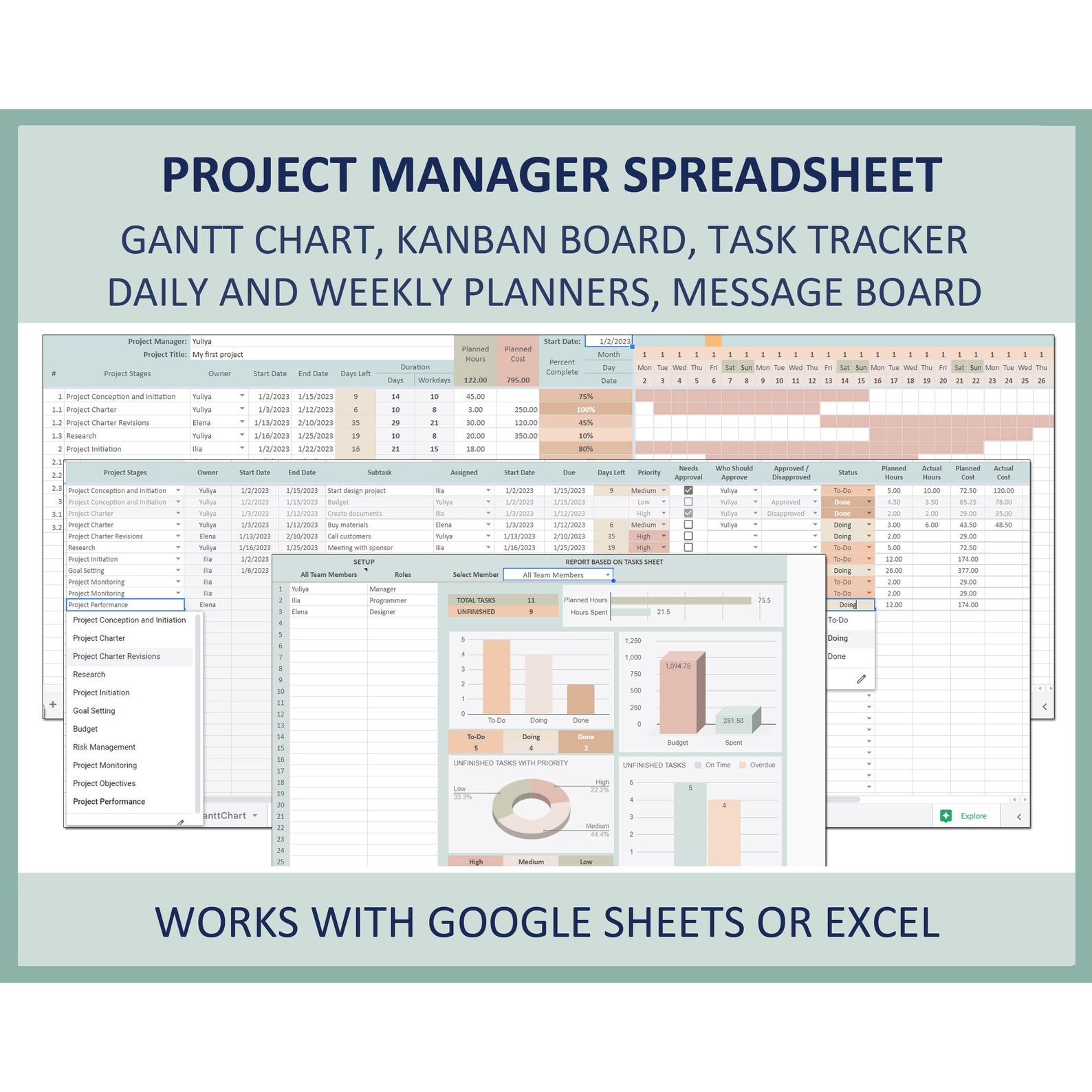 Project Management Task Tracker Excel Template Time Management To-do ...