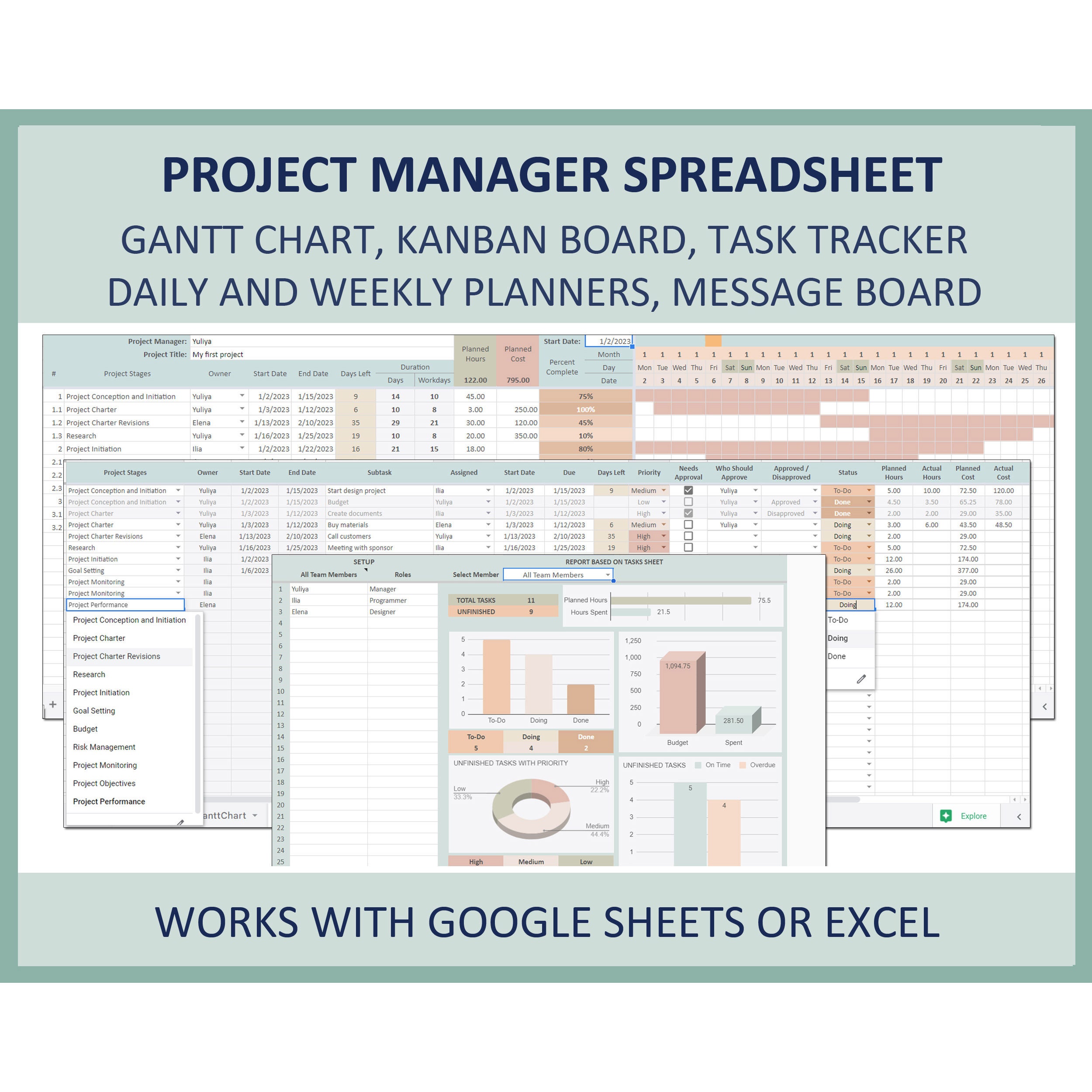 Project Management Task Tracker Excel Template Time Management To-do ...