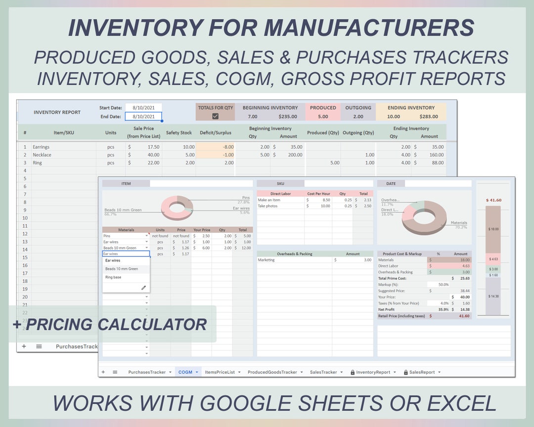 Inventory Spreadsheet Excel Inventory Sheet Pricing Sheet - Etsy