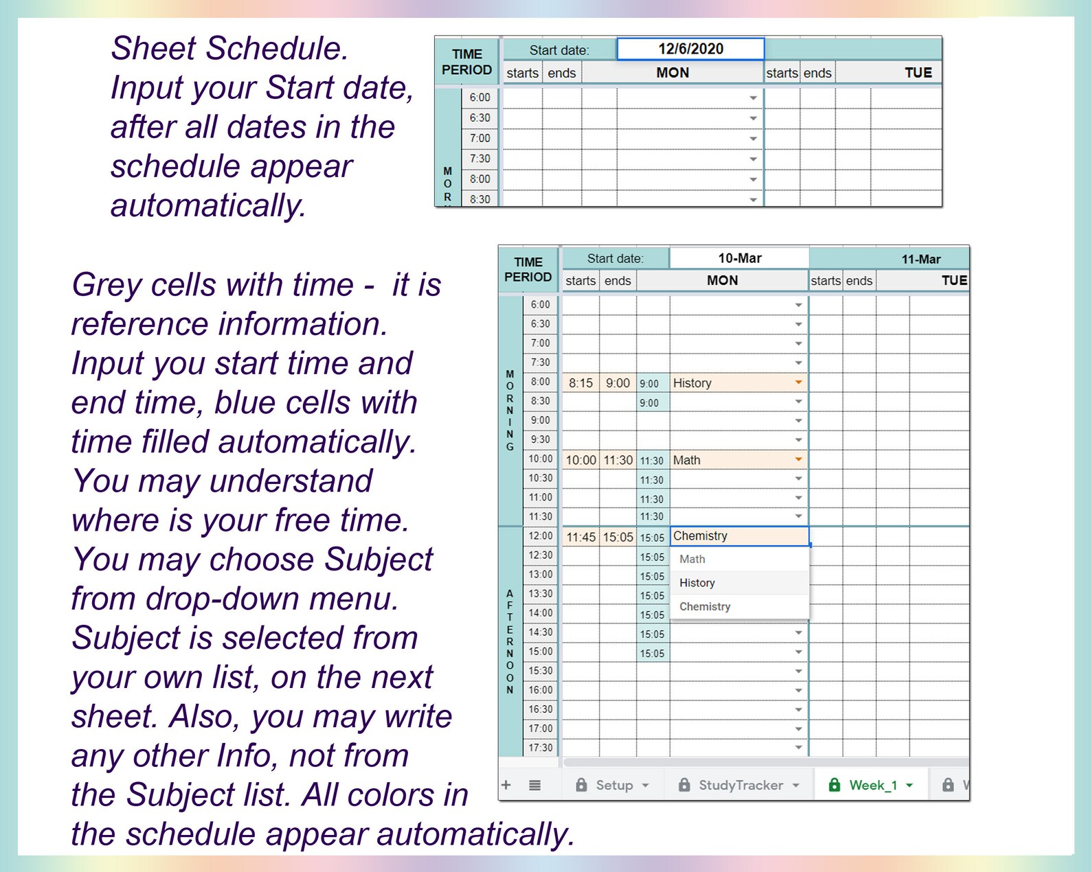 Study Time Tracker Digital Student Planner Homework Tracker | Etsy