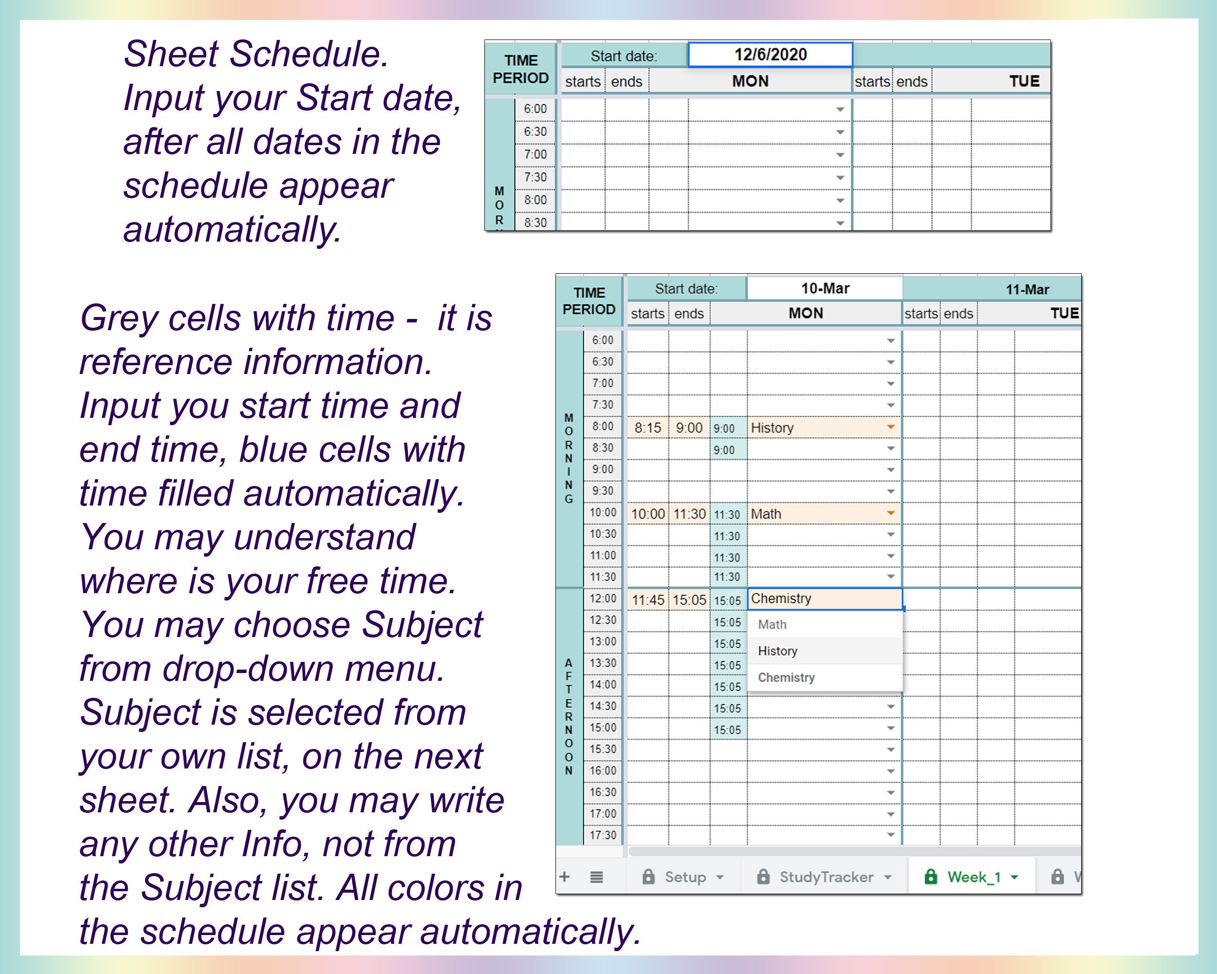 Study time tracker Digital student planner Homework tracker | Etsy