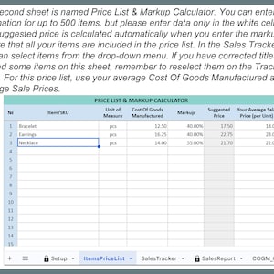 Sales Tracking Spreadsheet Multi-platform Tracker Product Costing ...