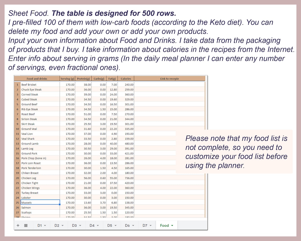 Macro Meal Planner Macro Diet Planner Macro Counter Meal - Etsy
