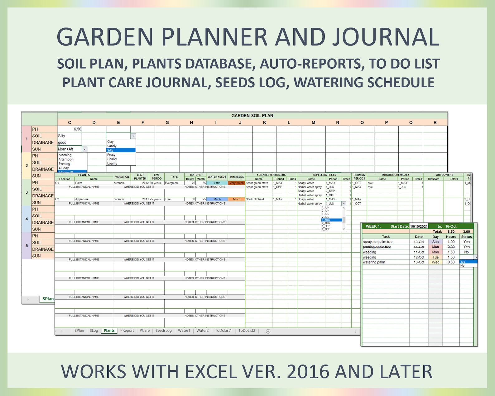 Digital Garden Planner, Plant Care Worksheet, Plants Journal, Watering ...