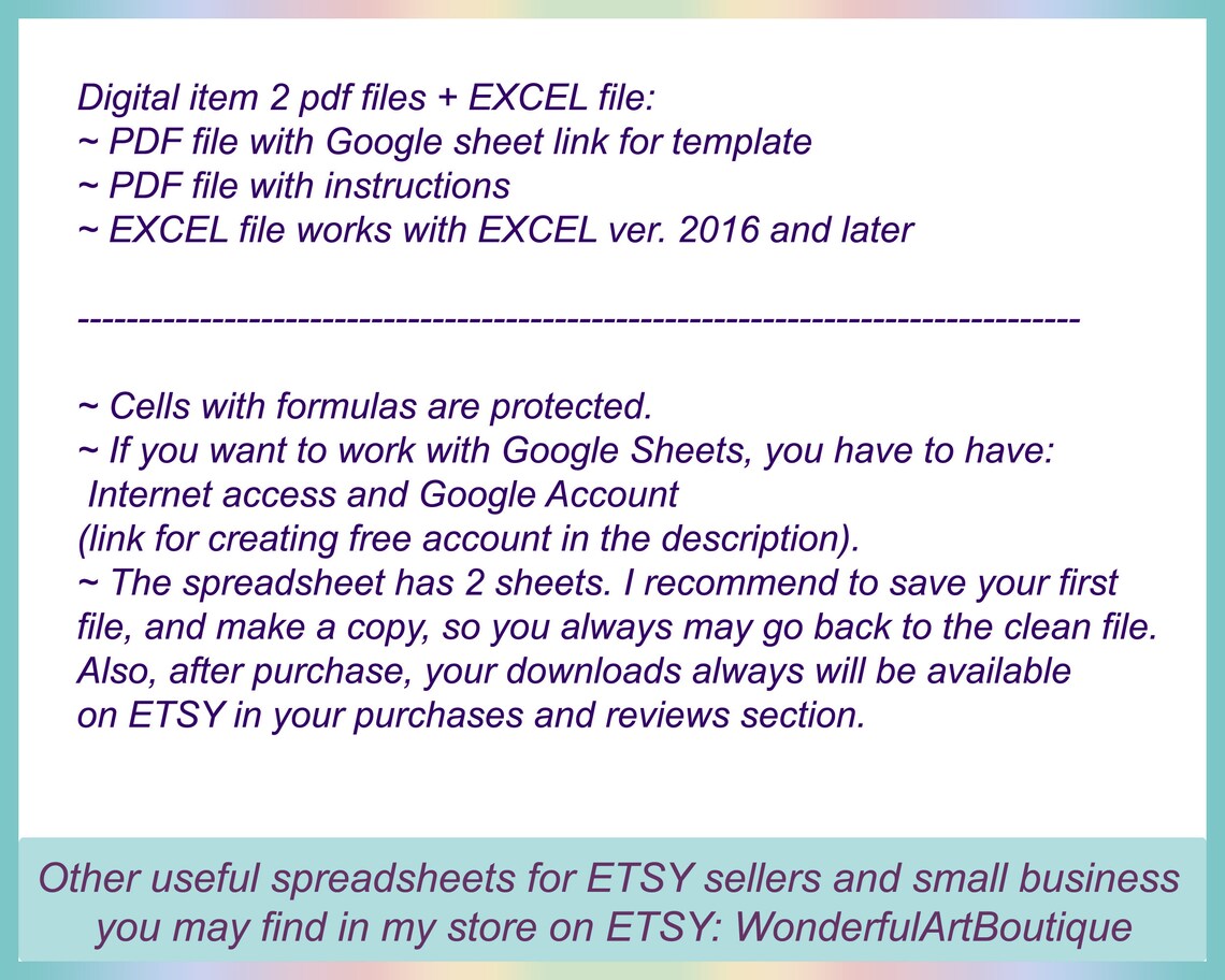 Pricing Markup Template Product Costing Template EXCEL | Etsy