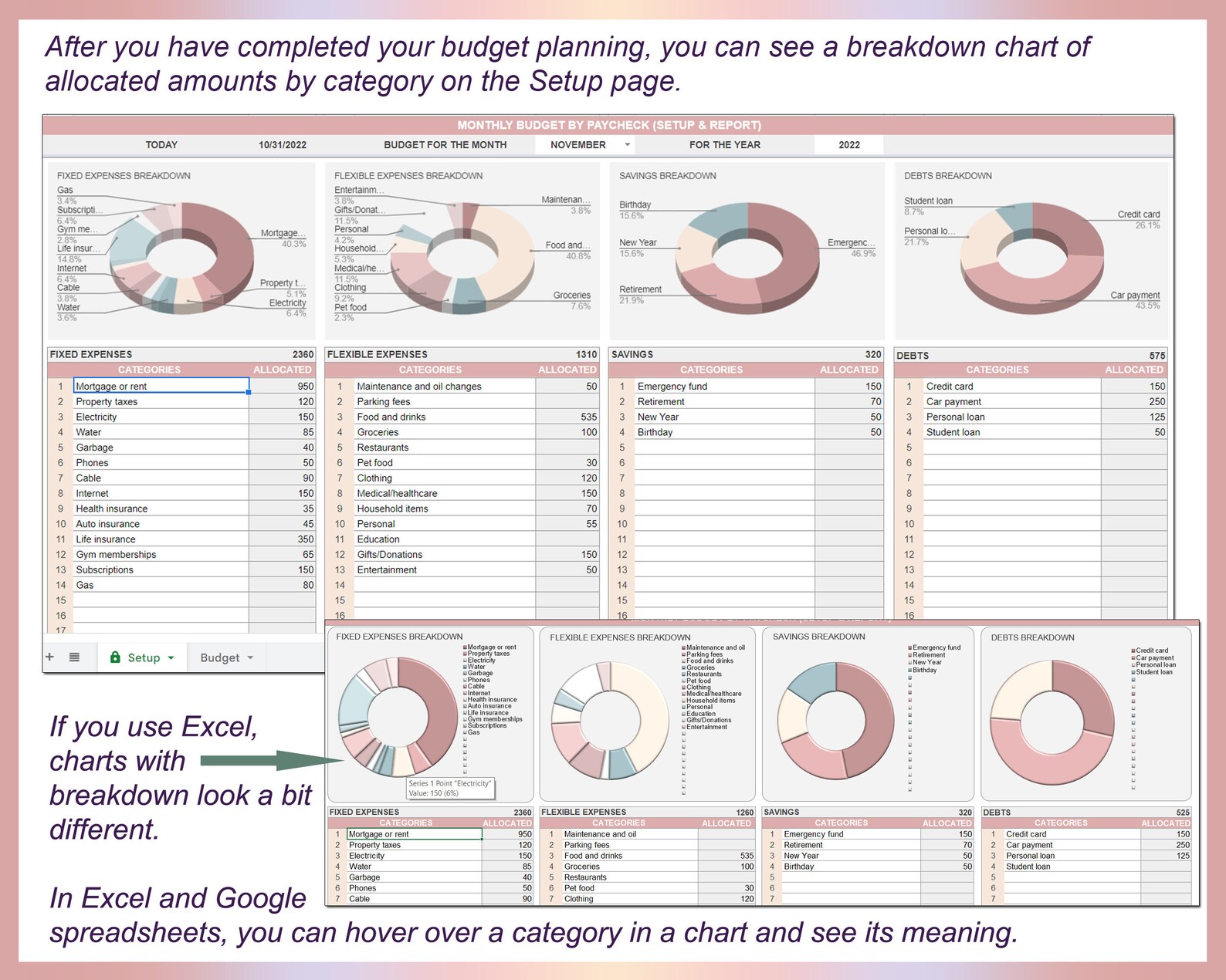 Budget by Paycheck Spreadsheet Monthly Budget Planner Budget - Etsy