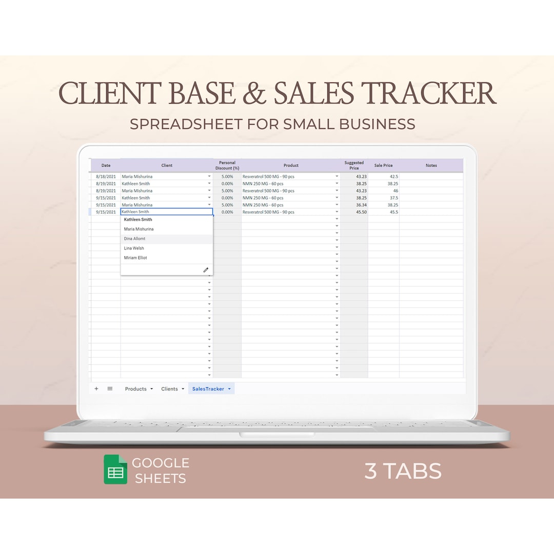 Client Tracker, Customer Base Template, Sales Tracker Spreadsheet ...