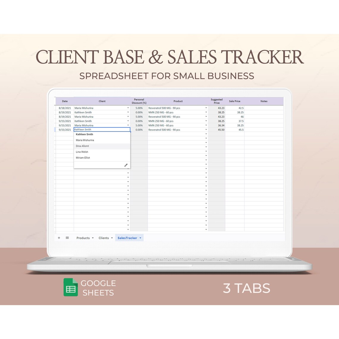 Client Tracker, Customer Base Template, Sales Tracker Spreadsheet ...