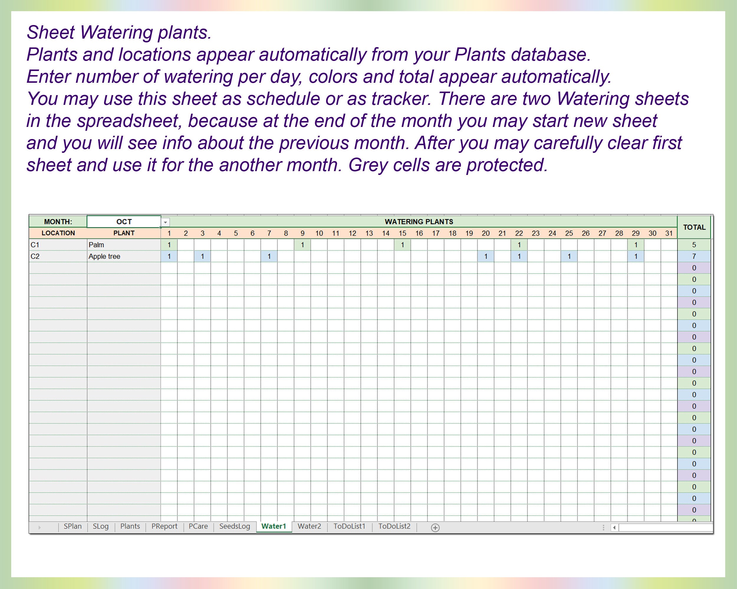 Digital Garden Planner, Plant Care Worksheet, Plants Journal, Watering ...
