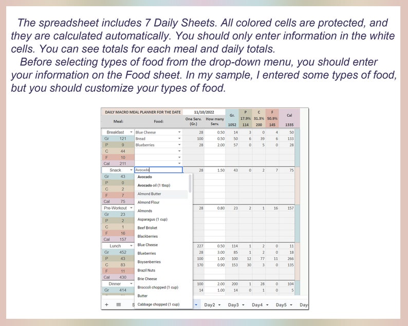 Macro Meal Planner, Macro Diet Planner, Macro Counter Meal Planner ...