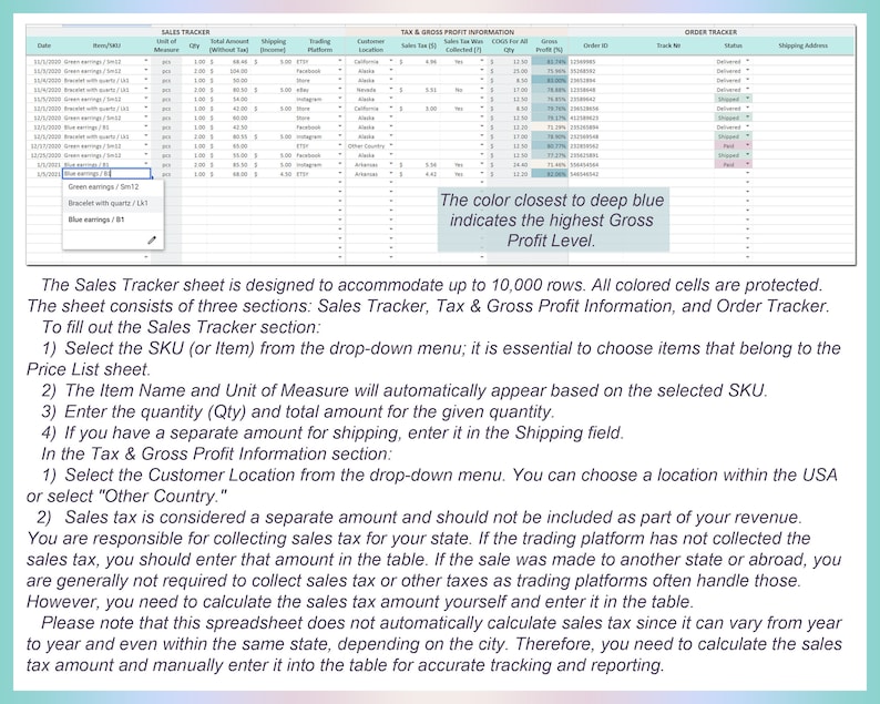 Reseller Bookkeeping Spreadsheet for Small Business Inventory Sales ...