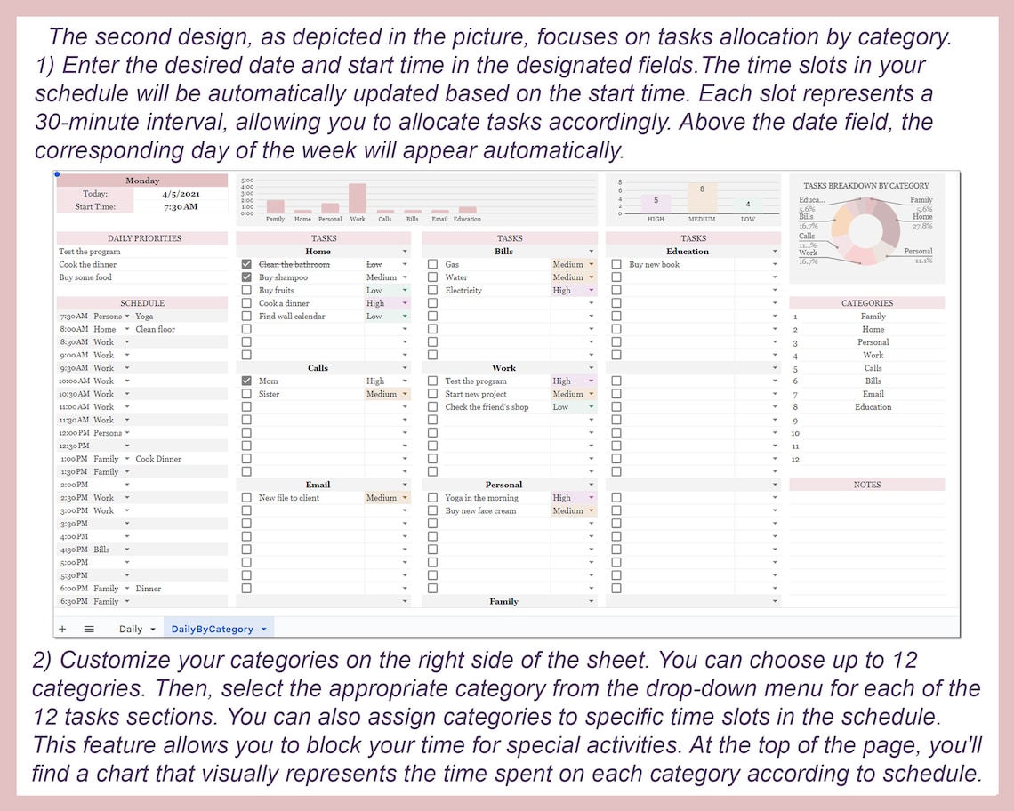 Daily Planner Sheet Task Management Personal Tasks Planner - Etsy
